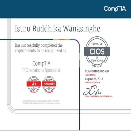 CompTIA IT Operations Specialist Certificate - CIOS | PDF