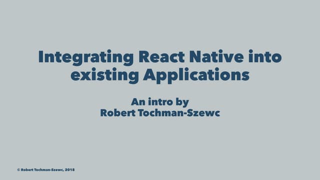 Integrating React Native Into Existing Applications Pdf