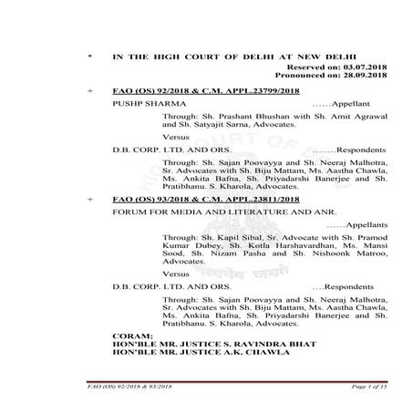 Cobra Post Delhi HC Order | PDF