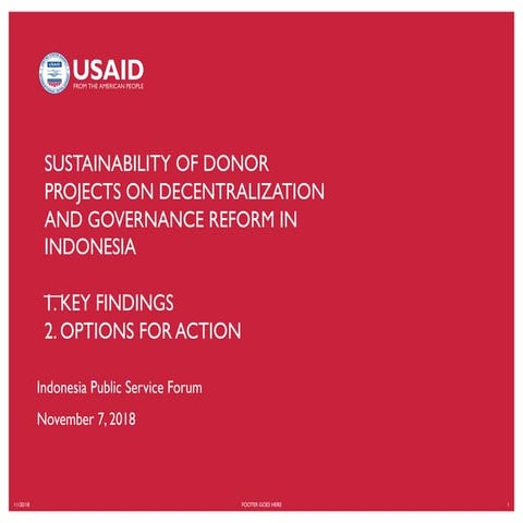 Sustainability of Donor Project on Decentralization and Governance Reform in Indonesia | PPT