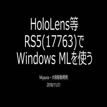 HoloLens等 RS5(17763)で Windows MLを使う | PPT