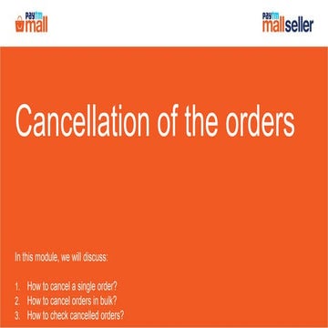 Cancellation of orders | PDF