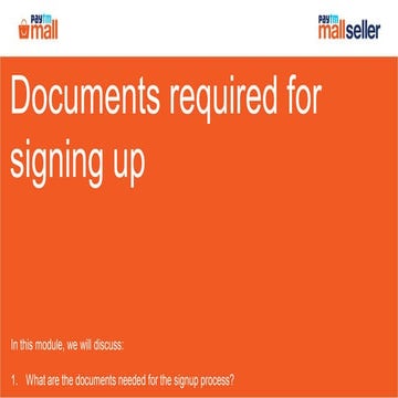 Documents required for signup | PDF