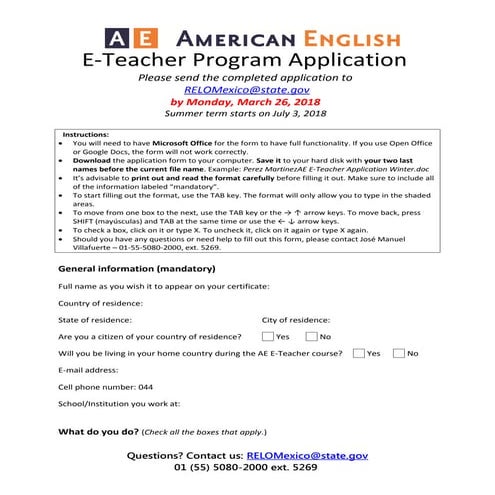 2018 ae e teacher application summer | DOC