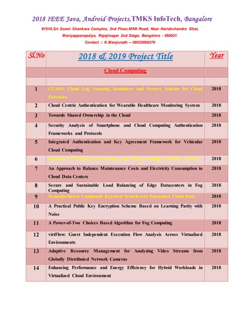 2018 And 2019 Java Ieee Projects List Pdf 3972