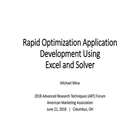 Rapid Optimization Application Development Using Excel and Solver | PDF | Computer Software and ...