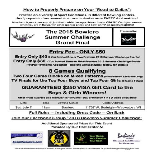 2018 Bowlero Summer Challenge Grand Final Flyer | PDF | Women\'s ...