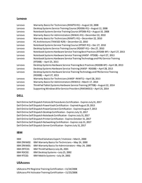 Lenovo Certifications | PDF