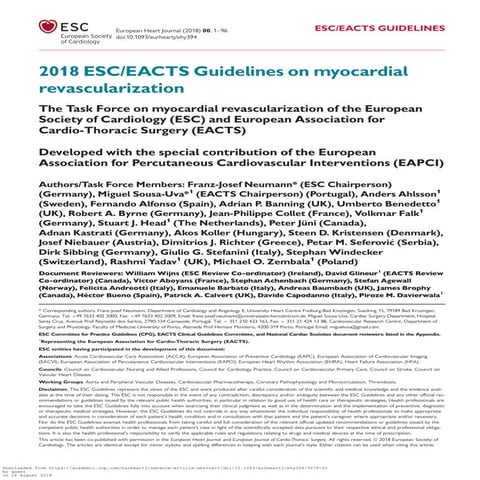 2018 esc eacts guidelines on myocardial revascularization | PDF