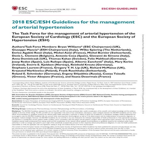 2018 esc esh guidelines for the management | PDF