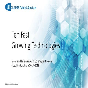 2018 Fastest Growing Technologies Based on Patent Growth | PPTX
