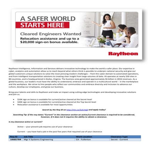 01/30/2020 Raytheon Career Fair - Richardson, TX | PDF