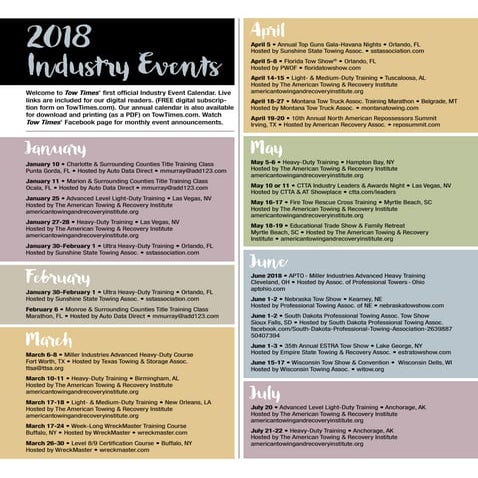 2018 Industry Events Calendar | PDF