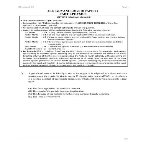 2018 JEE Advanced Paper 2 | PDF