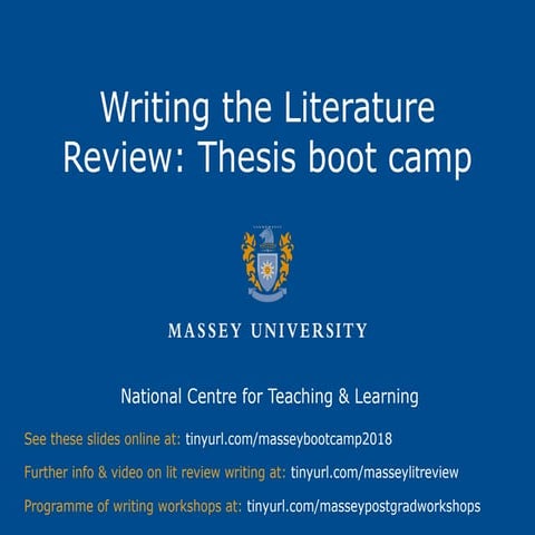 Literature review writing workshop for Massey University Phd thesis ...