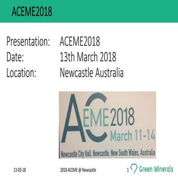 2018 ACEME Presentation as given at Newcastle Australia | PPT