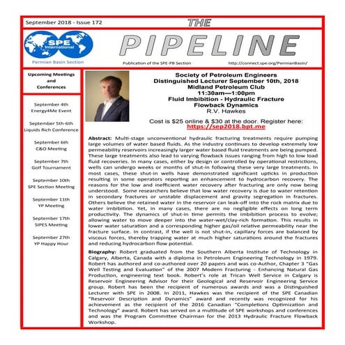 SPE Permian Basin September 2018 Pipeline Newsletter | PDF