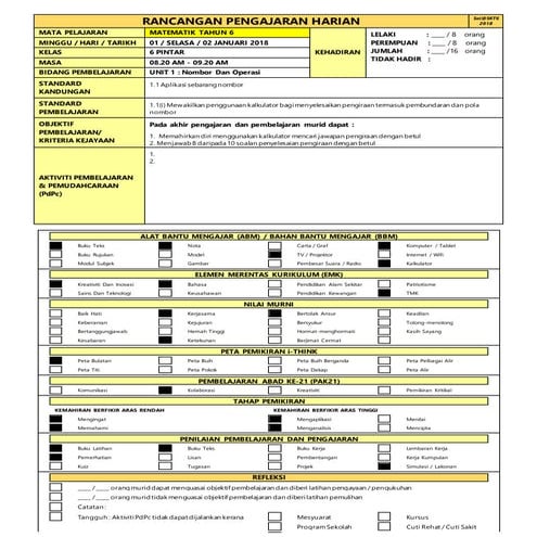 2018 templat rph 2018 by say saiful sinclair saifuddean (1) | PDF
