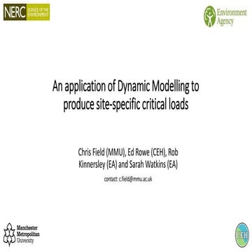 An application of dynamic modelling to produce site-specific critical ...
