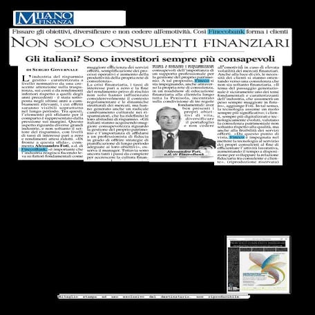 Milano Finanza: Non solo consulenti finanziari | PDF
