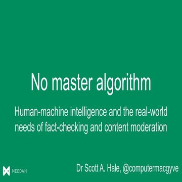 No Master Algorithm: Human-machine intelligence and the real-world ...