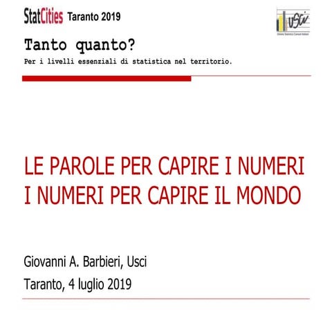Le parole per capire i numeri, i numeri per capire il mondo | PPTX