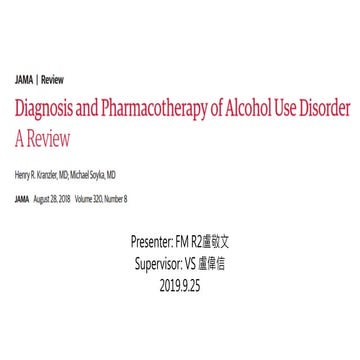Diagnosis and Pharmacotherapy of Alcohol Use Disorder A Review | PDF