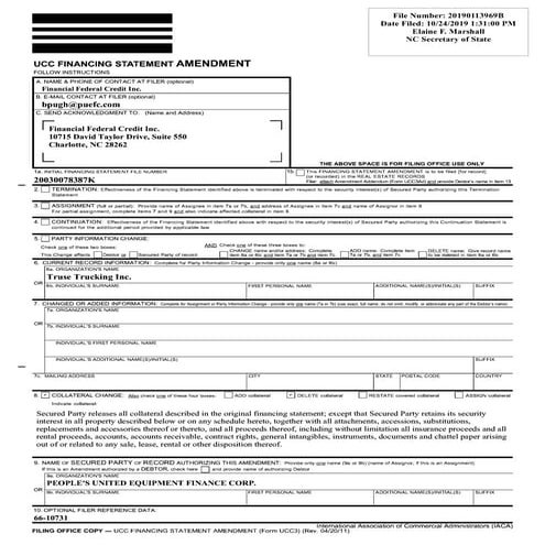Truse Trucking UCC Filing 2 | PDF