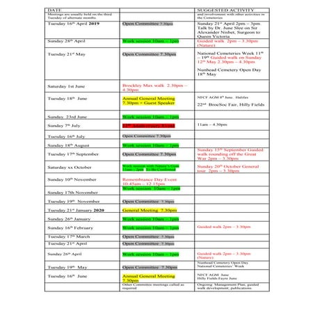 2019 2020 meetings, work sessions calendar | PDF