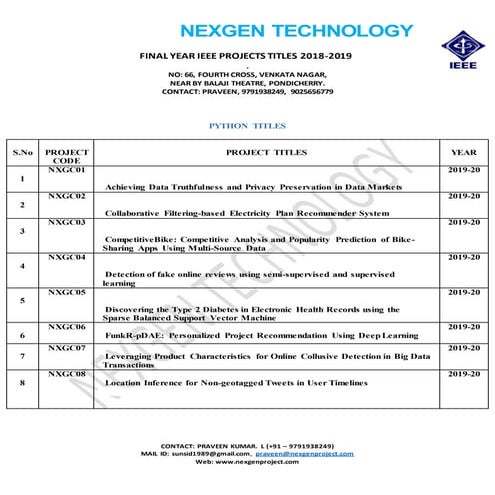 Bulk Ieee 2019 20 Projects In Pythonbulk Ieee Projects Ieee 2019 20 Python Projects In Chennai