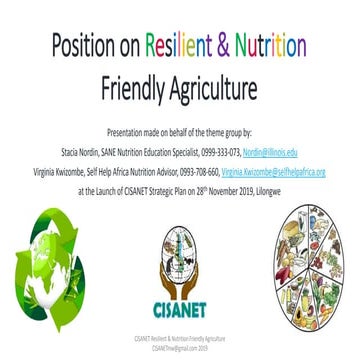 Resilient & Nutrition Friendly Agriculture (CISANET 2019) | PPT