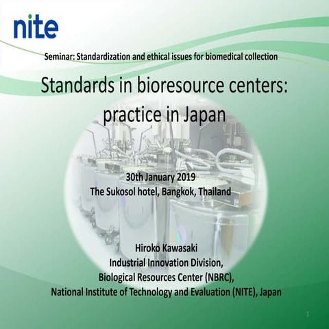 Standards in bioresource centers: practice in Japan | PPTX