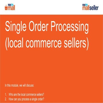 Single order processing for local commerce sellers | PPT