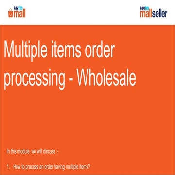 Multiple items order processing- Multiple AWB shipment | PDF