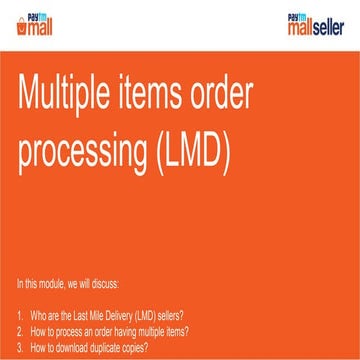 Multiple items order processing- Multiple AWB shipment | PDF