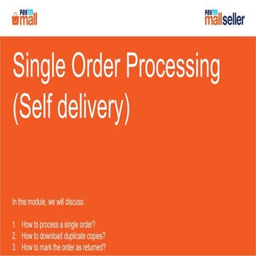 Single order processing_self delivery- Wholesale | PDF