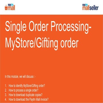 Single order processing for MyStore or Gifting orders - LMD | PDF