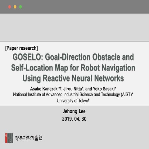 Paper Research Goselo For Robot Navigation Using Reactive Neural Networks Pdf 3 D