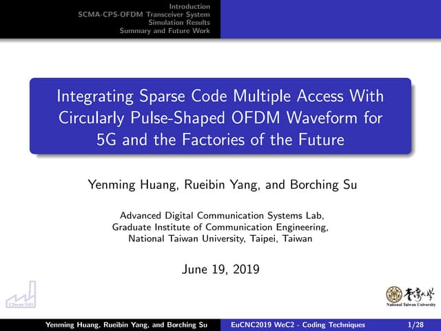 Integrating Sparse Code Multiple Access With Circularly Pulse Shaped Ofdm Waveform For 5g And 5686