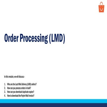 Steps to process orders in bulk - LMD | PPT