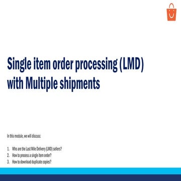 Single item order processing- Multiple AWB shipment | PDF