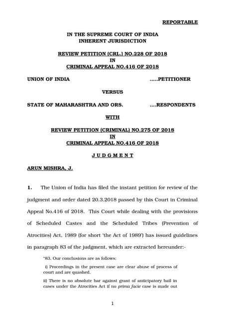Scheduled caste and scheduled tribe (prevention of atrocities)act,1989 ...