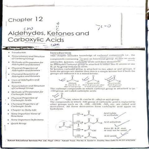 Aakash Institute Aldehydes,Ketones and Carboxylic Acids Notes Class 12 ...