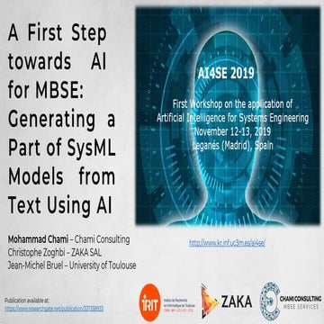 A First Step Towards AI for MBSE: Generating A Part of SysML Models From Text Using AI | PDF