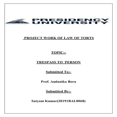 TRESPASS TO PERSON BY SATYAM THAKUR | DOCX