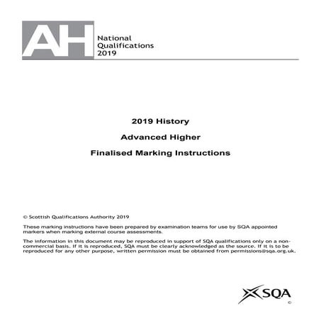 Advanced Higher History exam - 2019 (marking instructions) | PDF ...