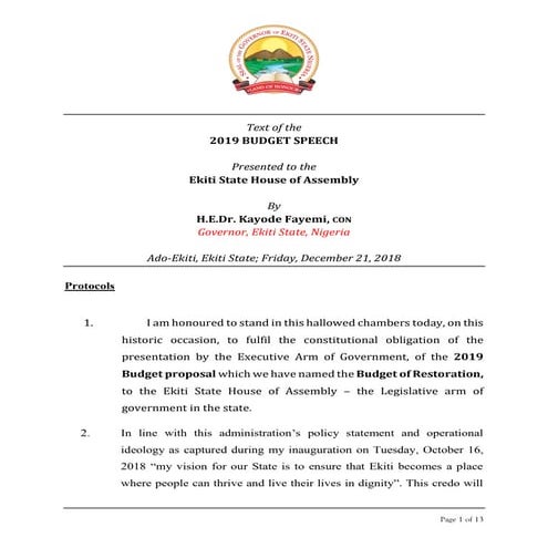 2019 budget speech | PDF