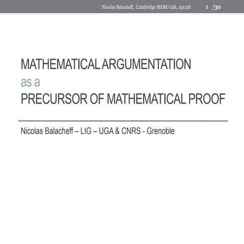 Mathematical argumentation as a precursor of mathematical proof | PPT