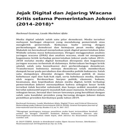 CEJISS - Jejak Digital dan Jejaring Kritik Pemerintahan Jokowi 2014 ...