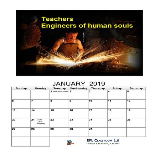 2019 EFL Classroom Inspirational Calendar | PDF